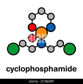 Cyclophosphamide cancer chemotherapy drug molecule. Belongs to nitrogen ...