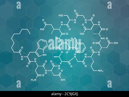Daptomycin antibiotic drug molecule. Skeletal formula Stock Photo - Alamy