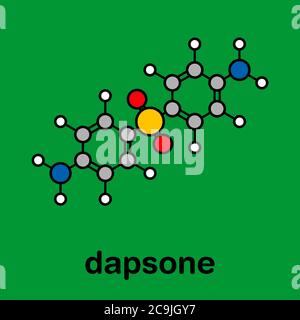 Dapsone antibacterial drug molecule. Stylized skeletal formula ...