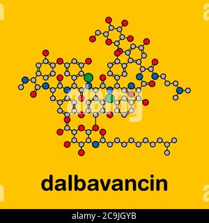 Dalbavancin glycopeptide antibiotic drug molecule. Used in treatment ...