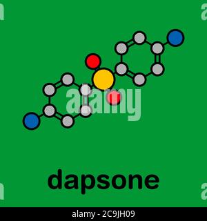 Dapsone antibacterial drug molecule. Stylized skeletal formula ...