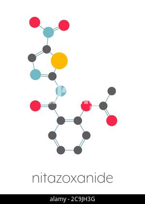 Nitazoxanide antiprotozoal drug molecule. Stylized skeletal formula ...