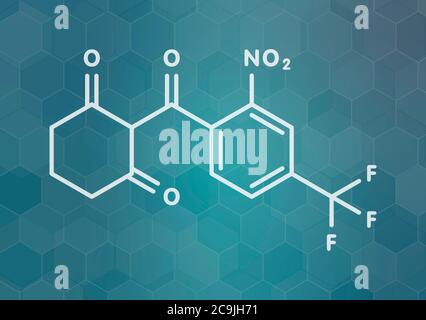 Nitisinone hereditary tyrosinemia type 1 drug molecule. Stylized ...