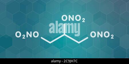 Nitroglycerin (nitro, glyceryl trinitrate) drug and explosive molecule ...