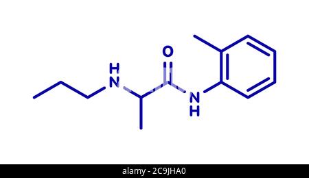 Prilocaine local anesthetic drug molecule. Skeletal formula Stock Photo ...