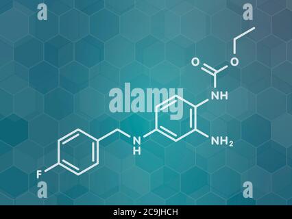 Retigabine (ezogabine) anticonvulsant drug molecule. Used in treatment ...
