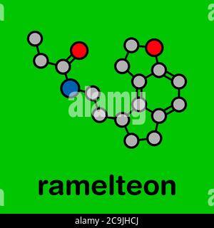 Ramelteon insomnia drug molecule. Stylized skeletal formula (chemical ...