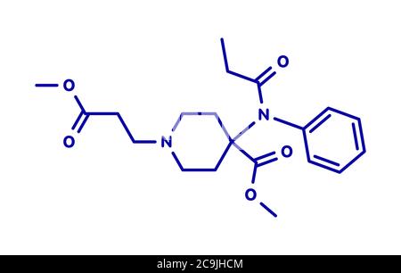 Remifentanil anaesthetic and analgesic drug molecule. Skeletal formula ...