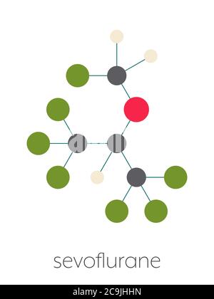 Sevoflurane inhalational anesthetic molecule. Stylized skeletal formula ...