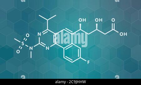 Rosuvastatin cholesterol lowering drug (statin class) molecule ...