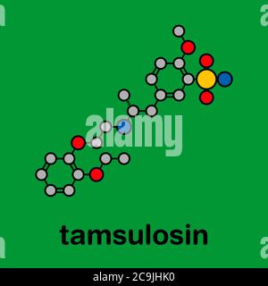 Tamsulosin benign prostatic hyperplasia (BPH) drug molecule. Stylized ...