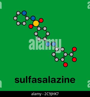 Sulfasalazine drug molecule. Used in treatment of rheumatoid arthritis ...