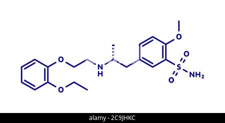 Tamsulosin benign prostatic hyperplasia (BPH) drug molecule. Stylized ...