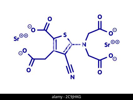 Strontium ranelate osteoporosis drug molecule. Stylized skeletal ...
