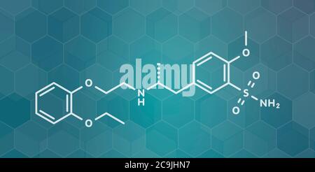 Tamsulosin benign prostatic hyperplasia (BPH) drug molecule. Stylized ...