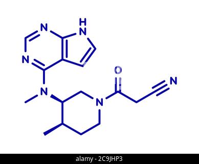 Tofacitinib rheumatoid arthritis drug molecule. Inhibitor of Janus ...
