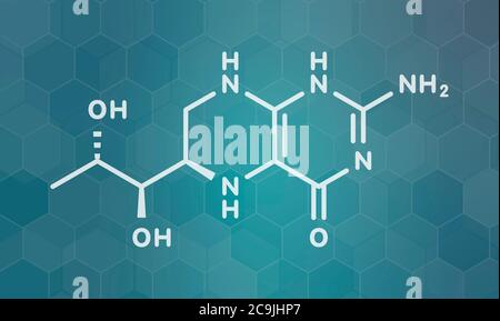 Tetrahydrobiopterin, BH4, THB, sapropterin molecule. It has role as ...