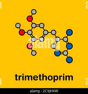 Trimethoprim antibiotic drug molecule. Stylized skeletal formula ...