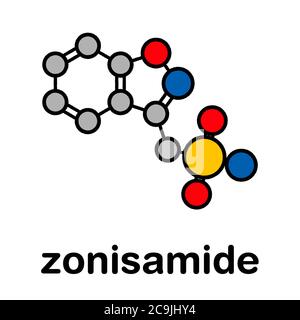 Zonisamide epilepsy drug molecule. Skeletal formula Stock Photo - Alamy