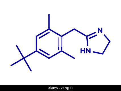 Xylometazoline nasal decongestant molecule. Often used in nose spray ...
