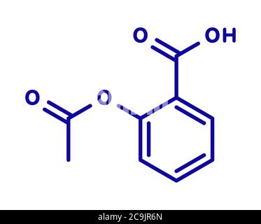 Aspirin, formula and molecular structure. Acetylsalicylic acid, ASA ...