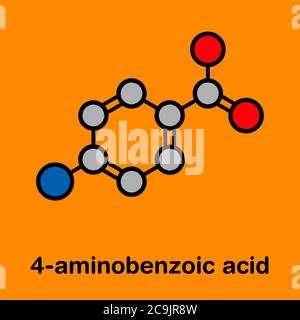 4-aminobenzoic acid (PABA, aminobenzoate) molecule. Skeletal formula ...
