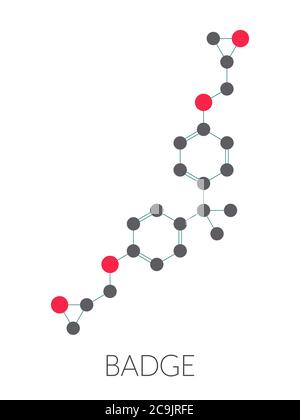 Bisphenol A diglycidyl ether (BADGE, DGEBA) epoxy glue constituent ...