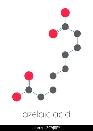 Azelaic acid (nonanedioic acid) molecule. Used in treatment of acne and ...