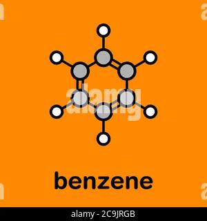 Benzene aromatic hydrocarbon molecule. Stylized skeletal formula ...