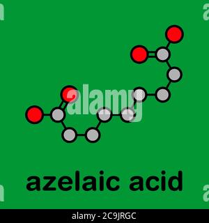 Azelaic acid (nonanedioic acid) molecule. Used in treatment of acne and ...