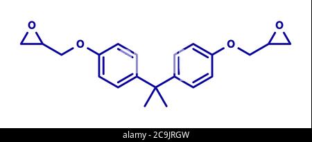 Bisphenol A diglycidyl ether (BADGE, DGEBA) epoxy glue constituent ...