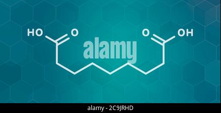 Azelaic acid (nonanedioic acid) molecule. Used in treatment of acne and ...