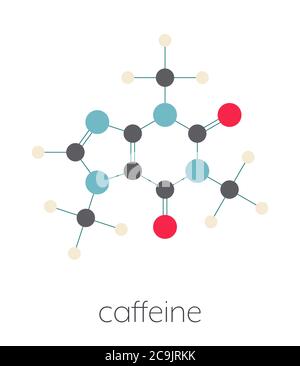 Caffeine Icon with chemical formula, molecular structure and coffee ...