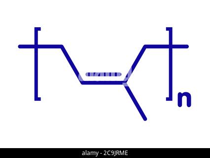 Natural rubber (cis-1,4-polyisoprene), chemical structure. Used to ...