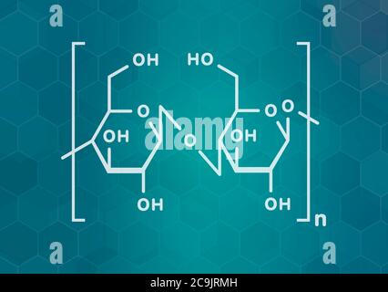 Cellulose, chemical structure. Main component of cotton fiber, wood ...