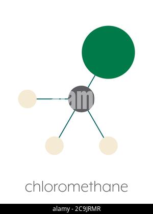 Chloromethane (methyl chloride) molecule. Atoms are represented as ...
