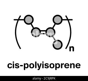 Natural rubber (cis-1,4-polyisoprene), chemical structure. Used to ...