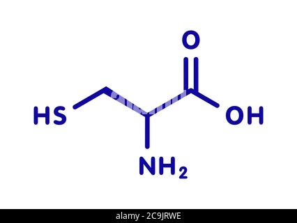 Cysteine (l-cysteine, Cys, C) amino acid molecule. 3D rendering. Scaled ...