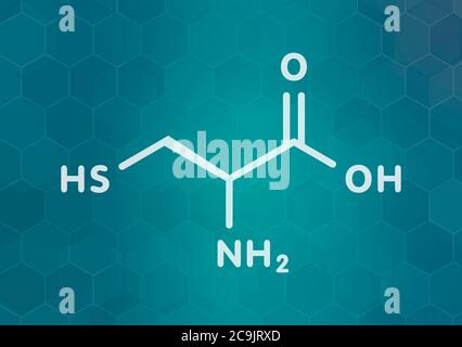 Cysteine (l-cysteine, Cys, C) amino acid molecule. Blue skeletal ...