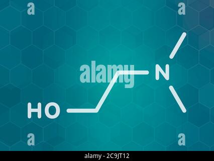 Dimethylaminoethanol (dimethylethanolamine, DMEA, DMAE) molecule. 3D ...