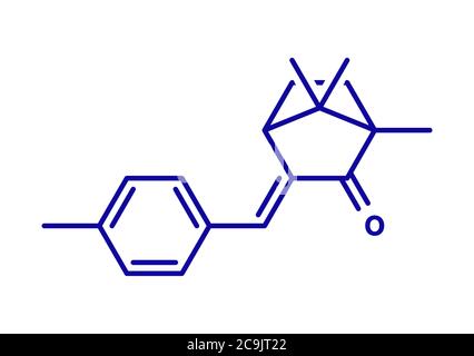 Enzacamene sunscreen molecule (UV filter). White skeletal formula on ...