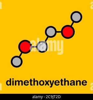 Dimethoxyethane (glyme, monoglyme, dimethyl glycol, DME) molecule ...