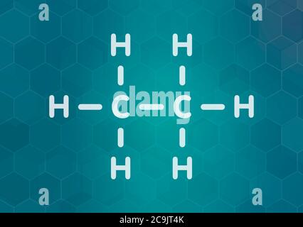 ethane natural gas component, molecular model. Atoms are represented as ...