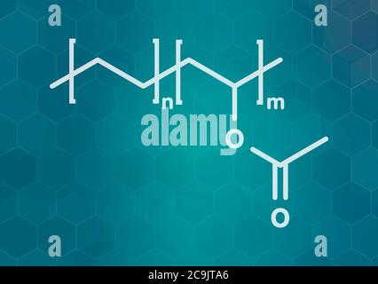 Ethylene-vinyl acetate (EVA) copolymer, chemical structure. Blue ...