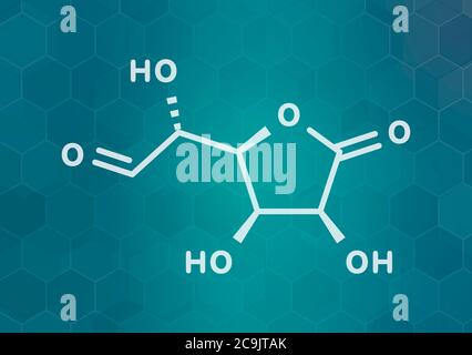Glucuronolactone molecule. Used in food supplements and energy drinks ...