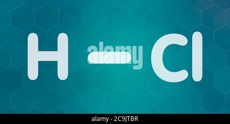 Hydrogen chloride (HCl) molecule, chemical structure. Highly corrosive ...