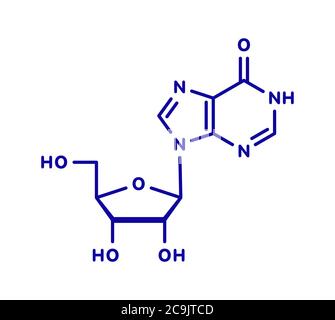 Hypoxanthine, chemical formula and skeletal structure. Naturally ...