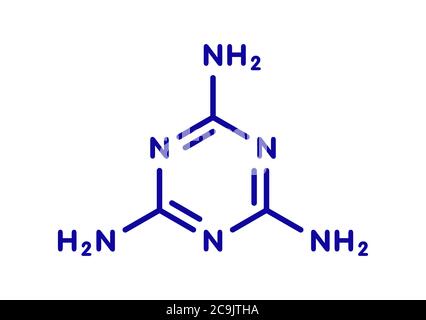 Chemical structure of a melamine molecule. Melamine has been used for ...