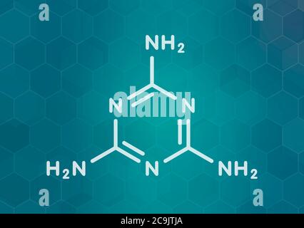 Chemical structure of a melamine molecule. Melamine has been used for ...