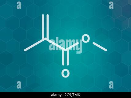 Methyl methacrylate molecule, poly(methyl methacrylate) or acrylic ...
